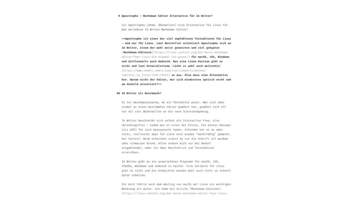 Apostrophe – Markdown Editor Alternative für IA Writer mit Linux ...