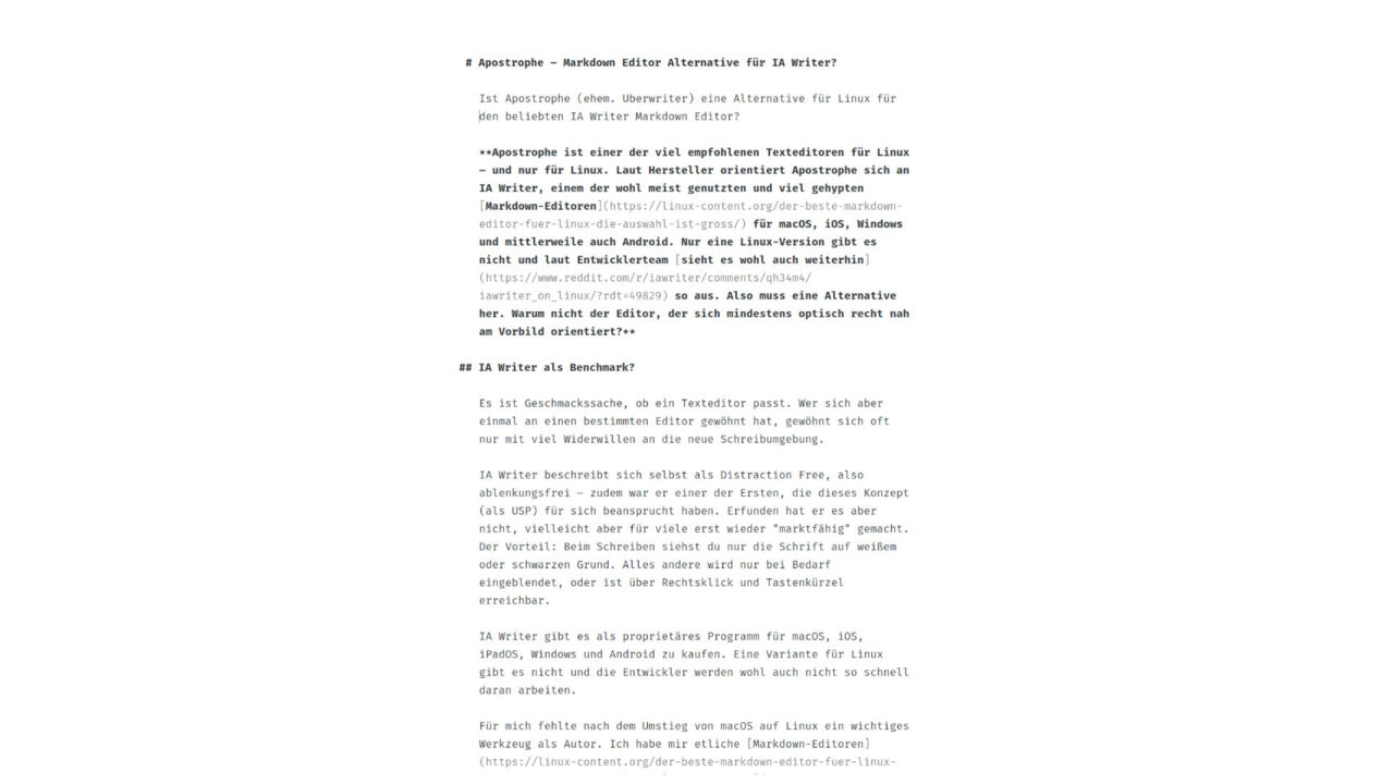 Apostrophe – Markdown Editor Alternative für IA Writer mit Linux ...