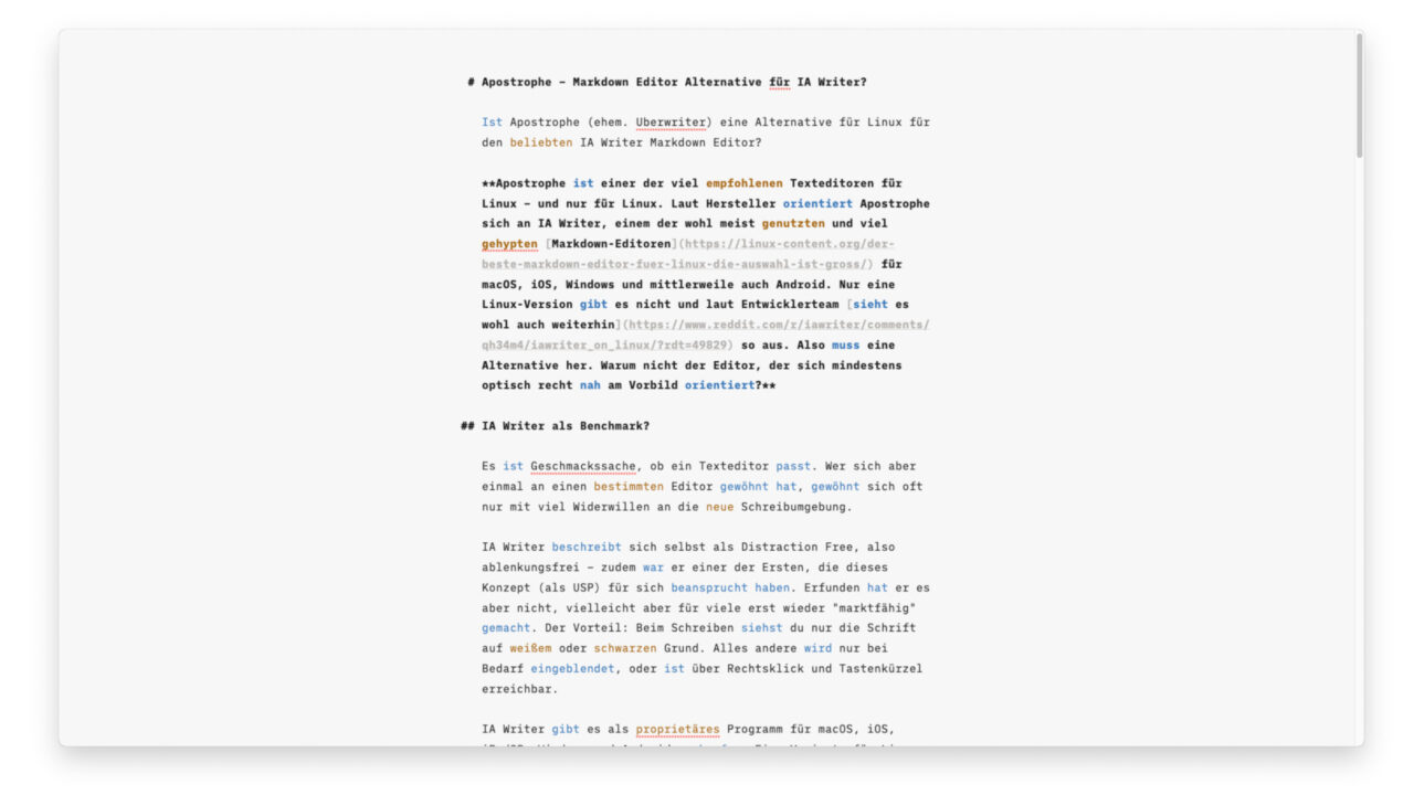 Apostrophe – Markdown Editor Alternative für IA Writer mit Linux ...